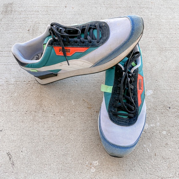 Puma | Shoes | Puma Future Rider Mens Blue Green White Red Sneakers ...